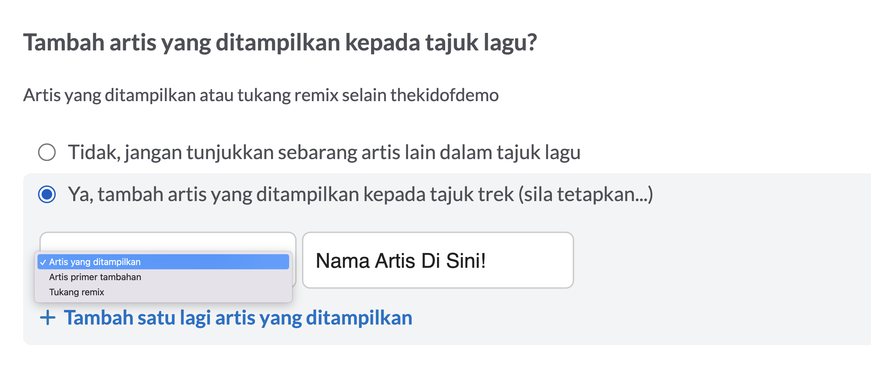 Borang Muat Naik DistroKid: Bahagiannya – Pusat Bantuan DistroKid