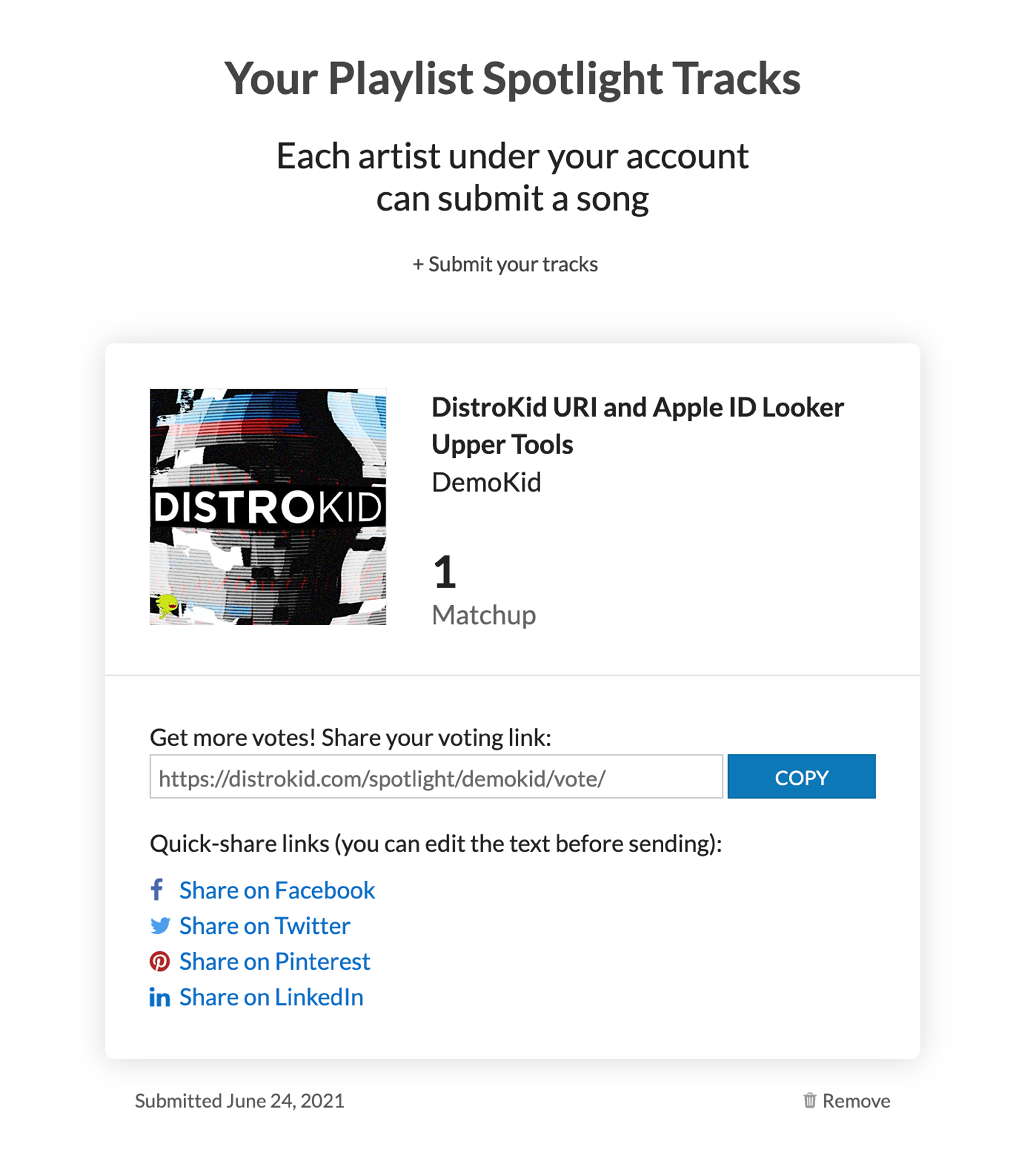 Aggiungere il tuo brano alla Playlist Spotlight di DistroKid – Centro Assistenza DistroKid